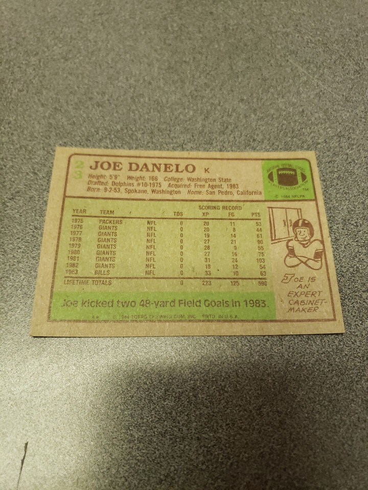 1984 TOPPS. JOE DANELO BUFFALO BILLS #23 | eBay