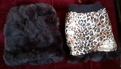 dark brown real genuine Chinese rabbit fur pelt leg warmer boots shoes ...