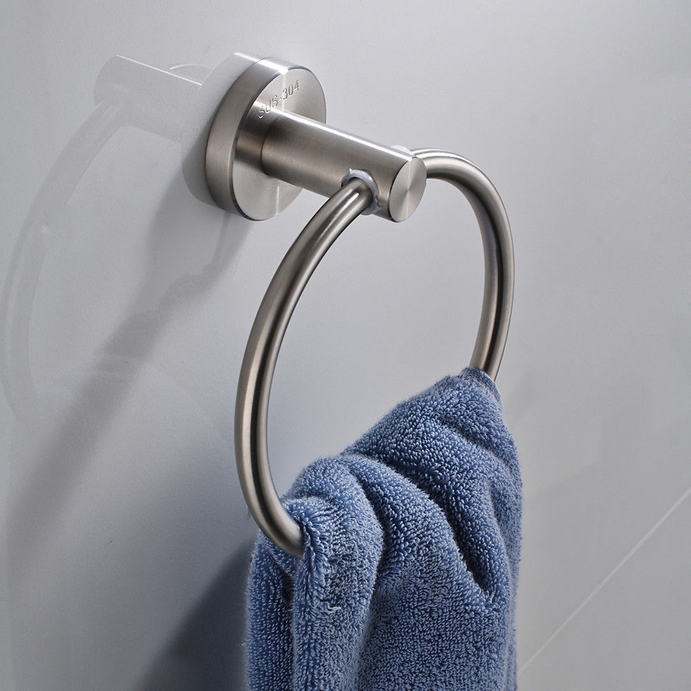 Bathroom Accessories Towel Ring Rail Rack Wall Mount Nickel Stainless ...