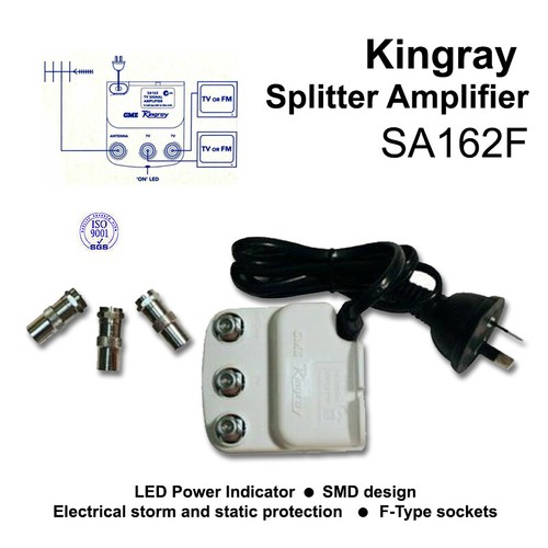 KINGRAY TV SIGNAL BOOSTER KINGRAY-2WAY 'F' SPLITTER AMPLIFIER SA162F ...
