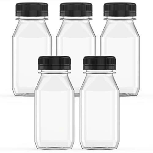 5 Pcs 5 oz Plastic Juice Bottle Reusable Transparent Bulk Beverage ...