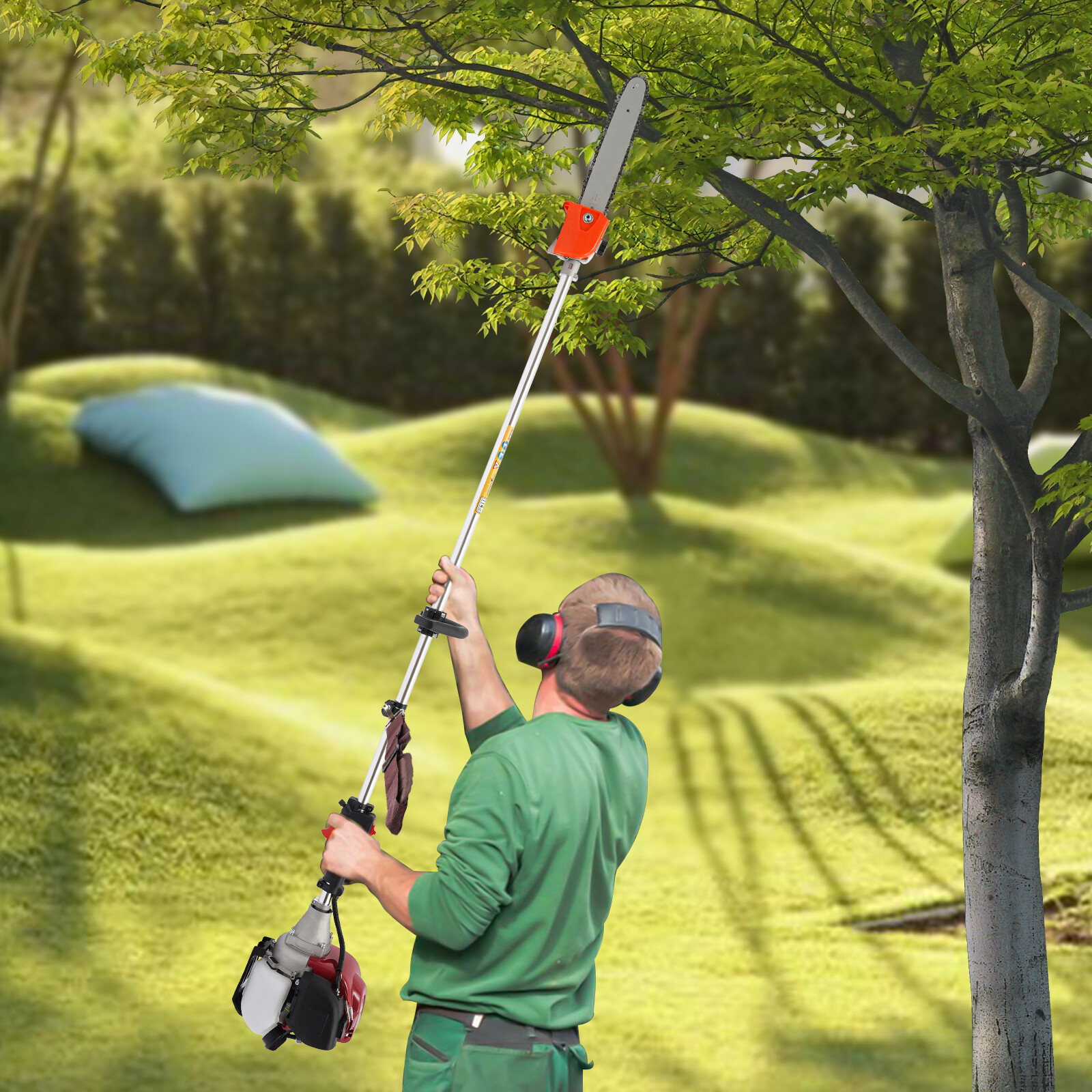 Gas Powered Tree Trimmer 4-Stroke 37CC Pole Saw Cordless Chainsaws Tree ...