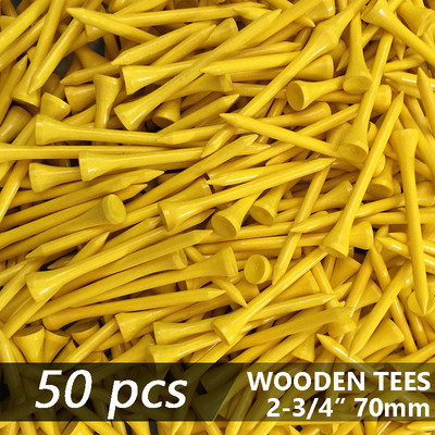 X 50 YELLOW NEW GOLF TEE NATURAL WOODED TEES 2 3/4" 70MM LONG LENGTH | eBay