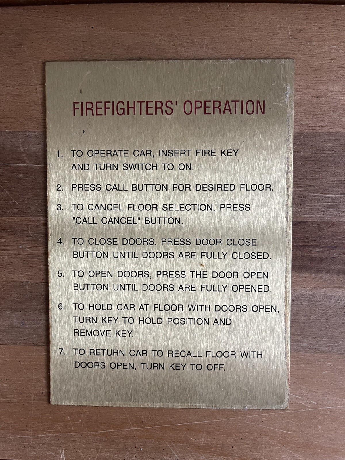 Firefighters Operation Elevator Sign | eBay