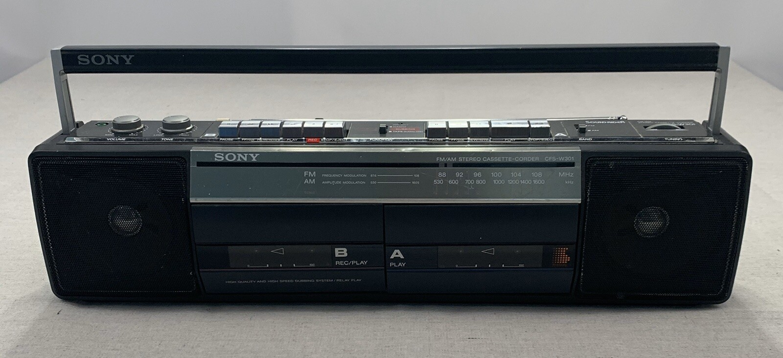 Sony Portable Stereo Boombox CFS-W301 Sound Rider Radio Dual Cassette ...