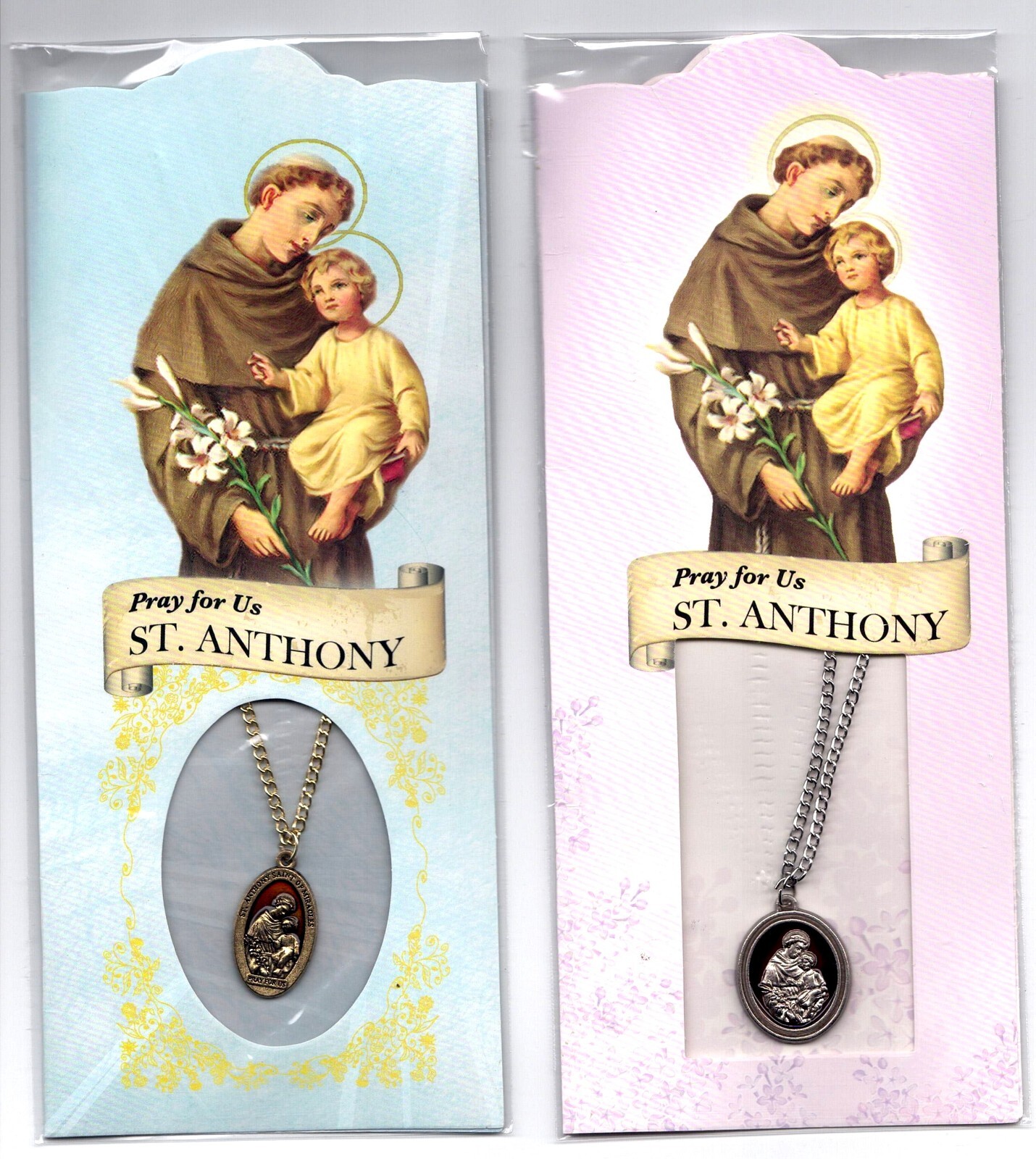 2 St. Anthony Medals on Chains Franciscan Friars PRAY FOR US in ...