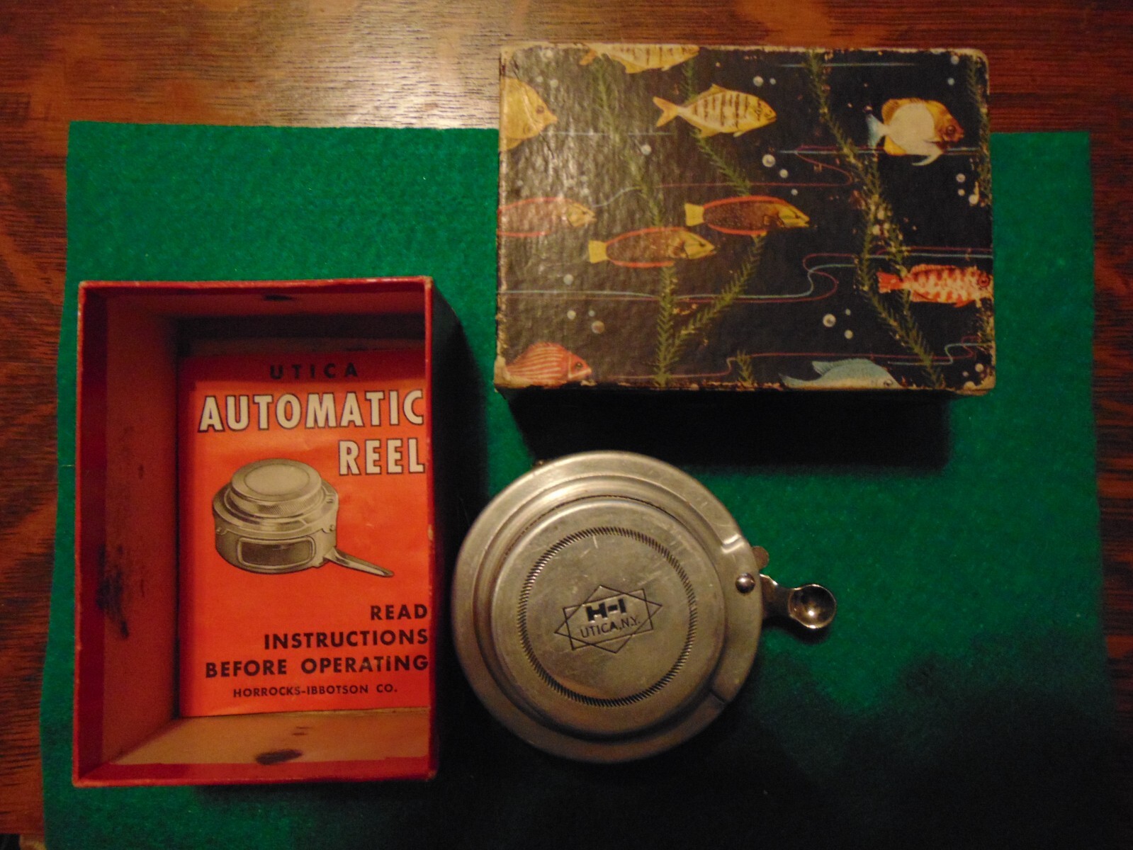 VINTAGE UTICA AUTOMATIC FLY REEL HORROCKS-IBBOTSON CO NO. 5 WITH BOX VG ...