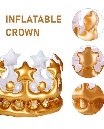 Inflatable Adult Child Gold Crown King Queen Fancy Dress Toy Party ...
