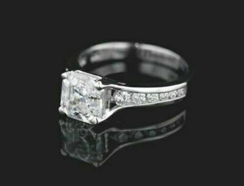 Asscher Cut 2Ct Lab Created Diamond 14k White Gold Filled Engagement ...
