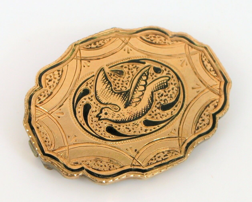 VINTAGE BEAUTIFUL 10K YELLOW GOLD VICTORIAN ERA ENAMEL TAILLE D EPARGNE ...