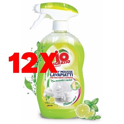 12 X Io Sgrasso Detersivo Spray Mousse Piatti 500 Ml. Pretrattante ...