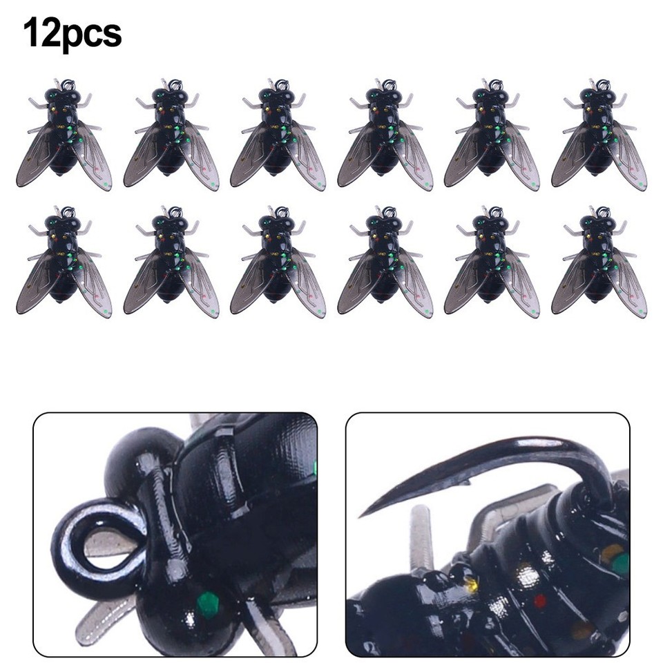 Realistic Silicone Fly Fishing Lures 12pcs Set Insect Hooks for Freshwater Fish | eBay Australia