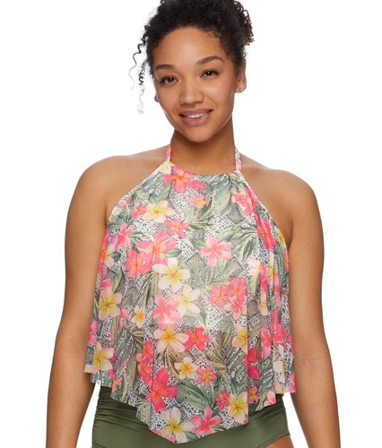 Coco Reef MULTI Aura Printed Bra-Sized Cropped Tankini Swim Top, US 34C ...