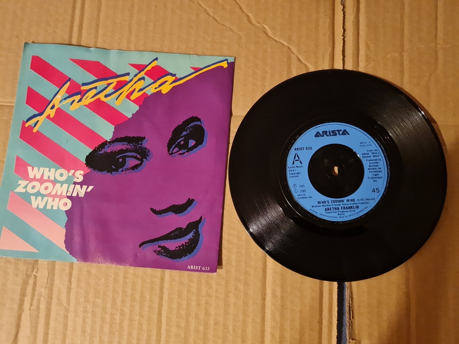 ARETHA FRANKLIN~ WHO'S ZOOMIN' WHO~ 7"Vinyl~Single~ Arista ARIST 633 ...