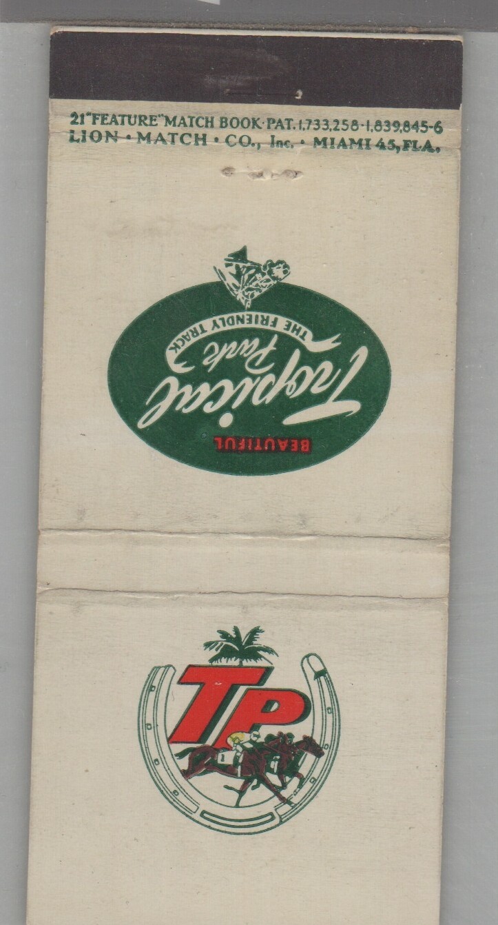 Matchbook Cover - Tropical Park Horse Race Track Miami, FL | eBay