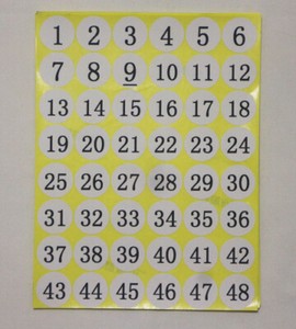 10 Sheets 1-48 Numbers White Round Self Adhesive Black Numbers Stickers ...