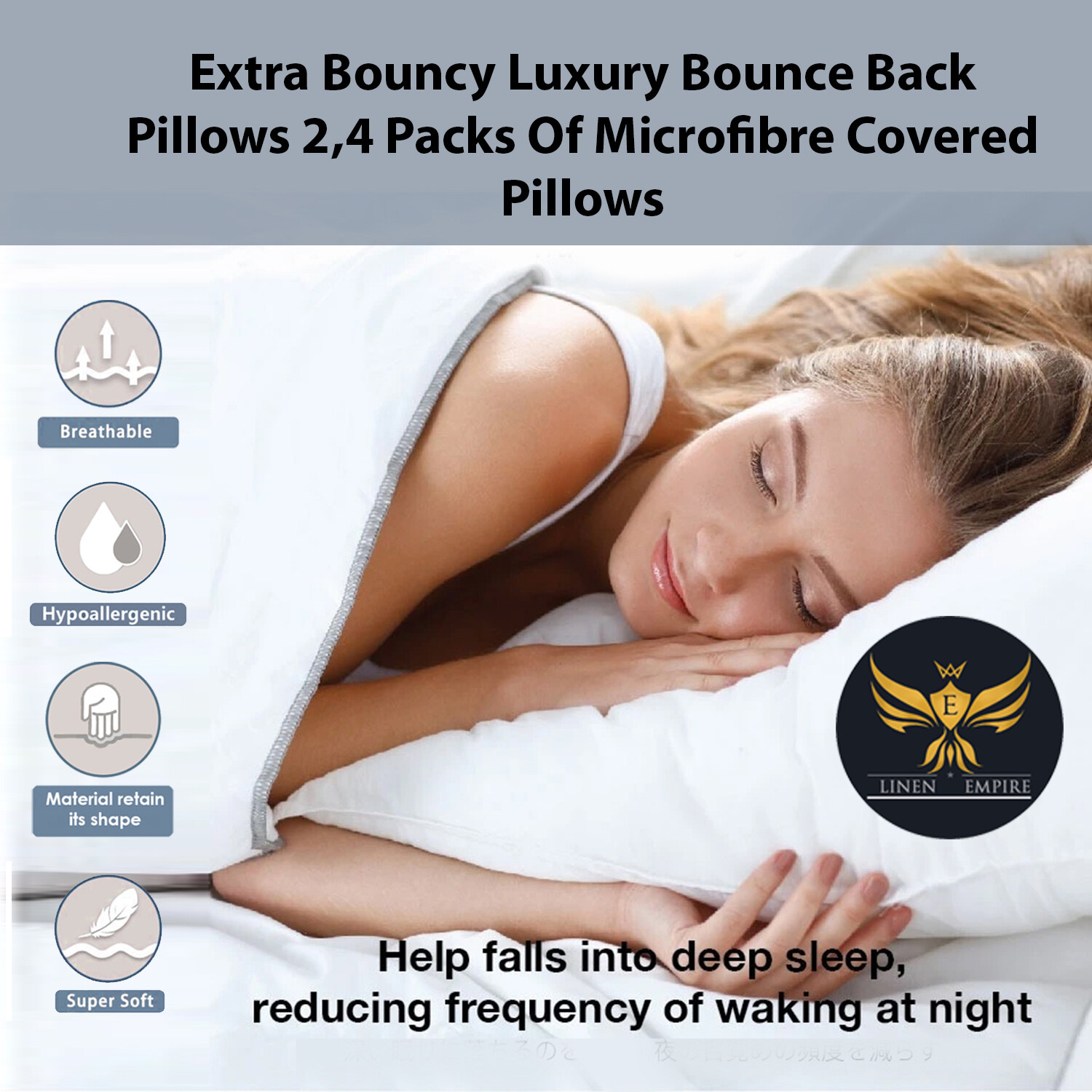 Extra Bouncy Luxury Bounce Back Hollowfibre Filling Pillows 1, 2 & 4 ...