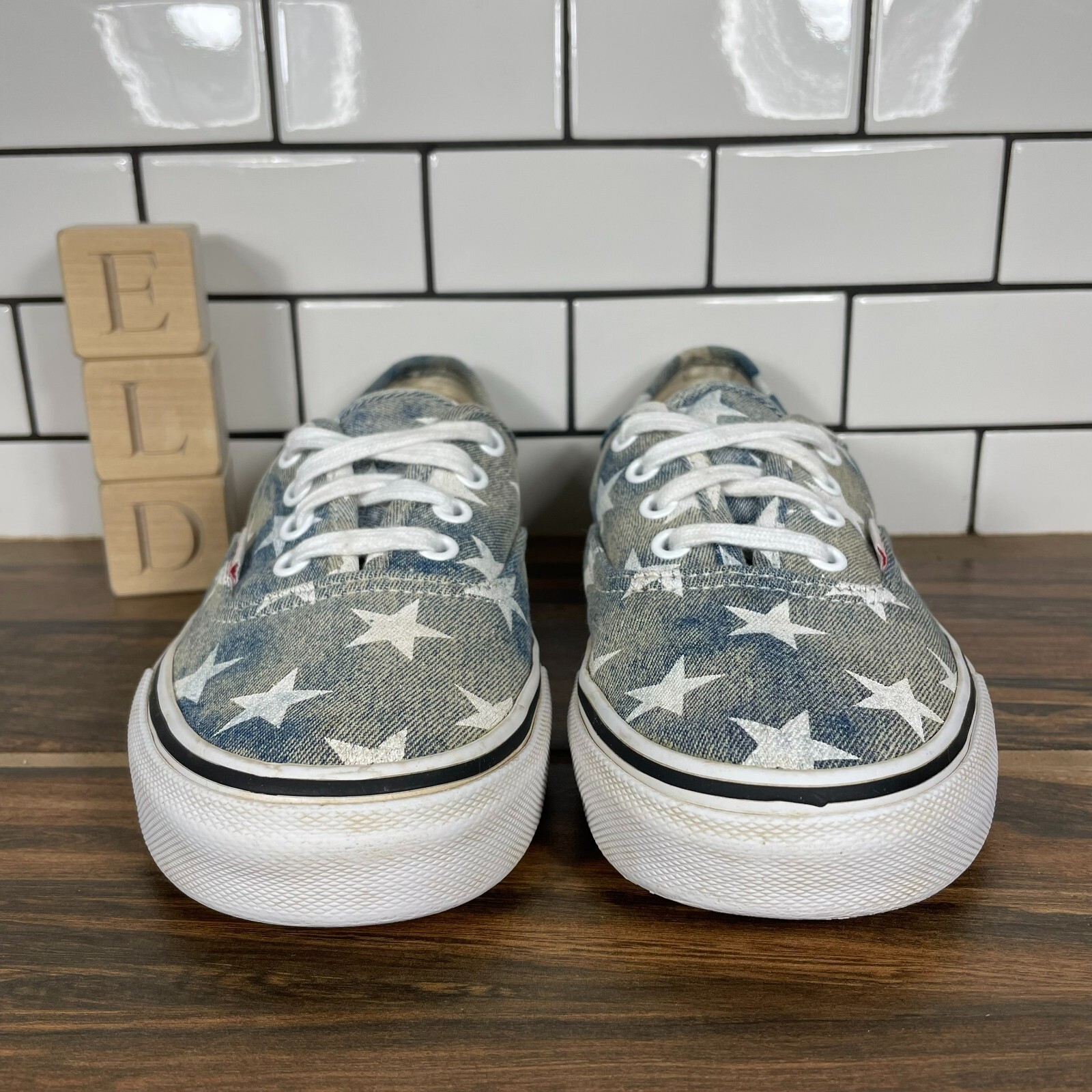Vans Authentic Acid Denim Washed Stars Womens 6.5 Sho… - Gem