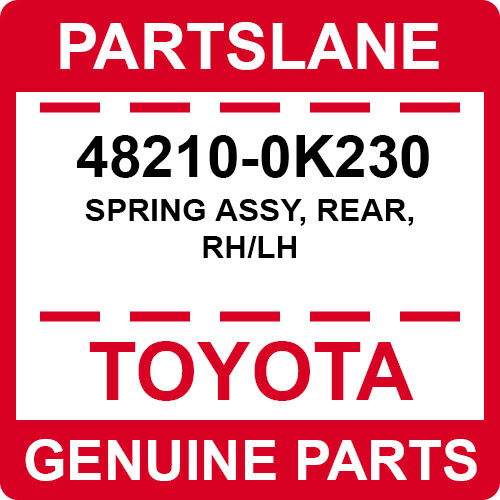 48210-0K230 Toyota OEM Genuine SPRING ASSY, REAR, RH/LH | eBay