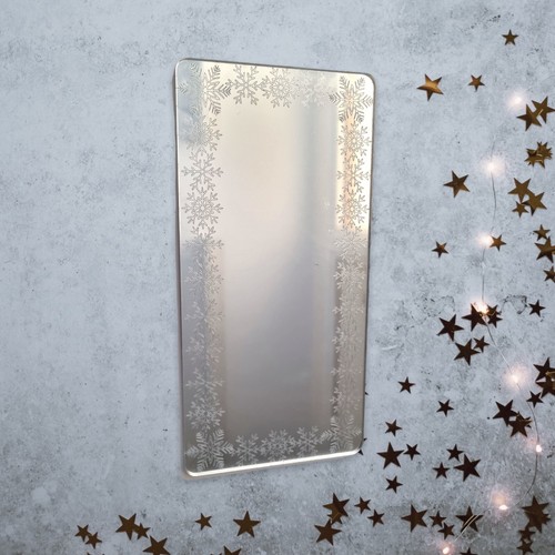 Snowflake Rectangle Shaped Mirrors with Hook for Hanging Bespoke Sizes ...