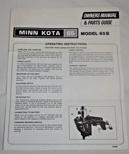 Minn Kota 65B Trolling Motor Owners Manual & Parts Guide | eBay