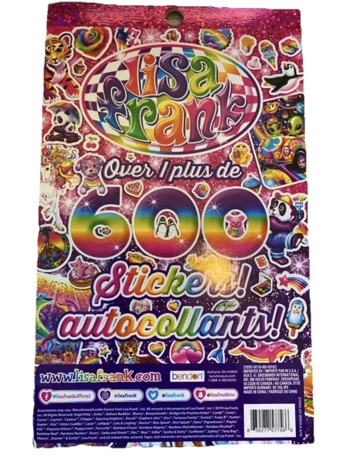 NEW LISA FRANK Sticker Book Over 600 Stickers unicorn animals colorful ...