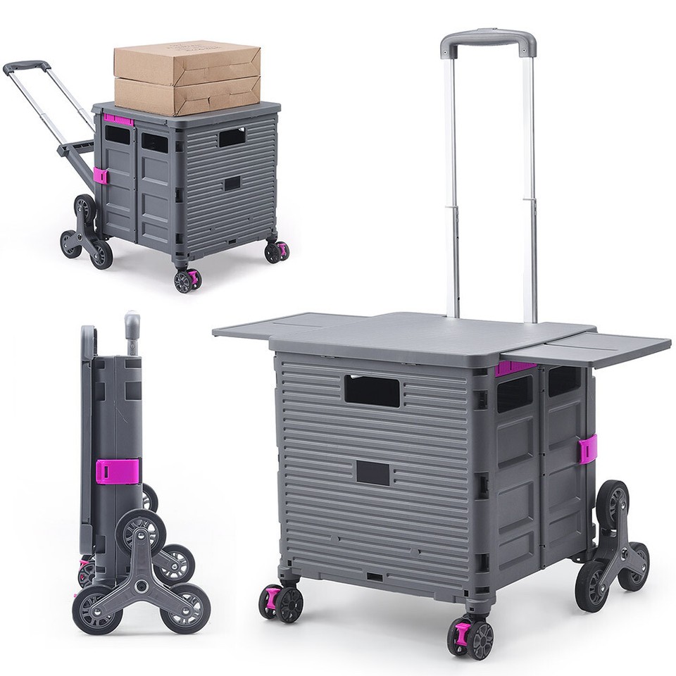 Foldable Trolley Crate Boot Cart Mobile Shopping Camping Picnic Storage ...