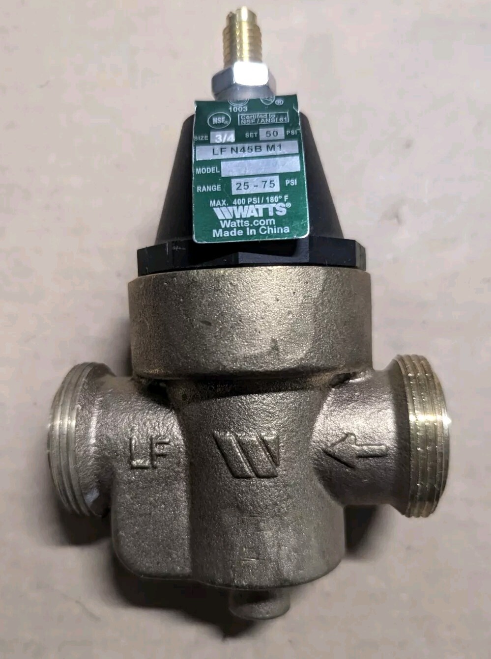 Watts Water Pressure Reducing Valve 3/4" LFN45BM1 - No Connectors ...