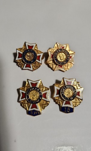 4 Vintage Ladies Auxiliary VFW pins metal enamel veteran foreign war ...