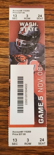 Oregon State Washington State Football Ticket 11/8 2014 Luke Falk 1st ...