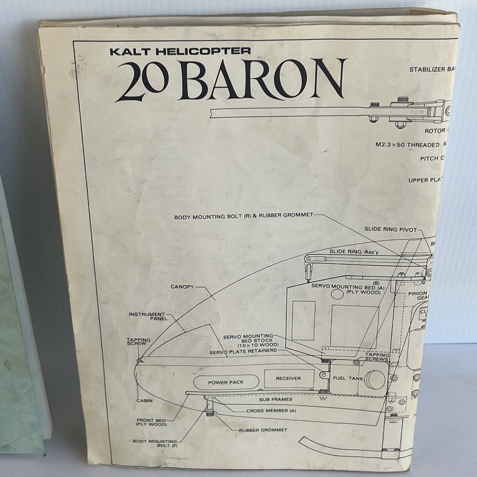 Kalt 20 Baron Helicopter Project FOR PARTS O.S. MAX Vintage Incomplete ...