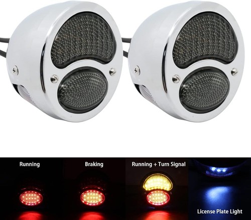 Chrome LED Custom Hot Rat Street Rod Tail Lights w/ Turn Signals Ford ...