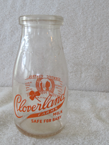 Cloverland Farms Dairy Baltimore MD half pint bottle Maryland Safe for ...