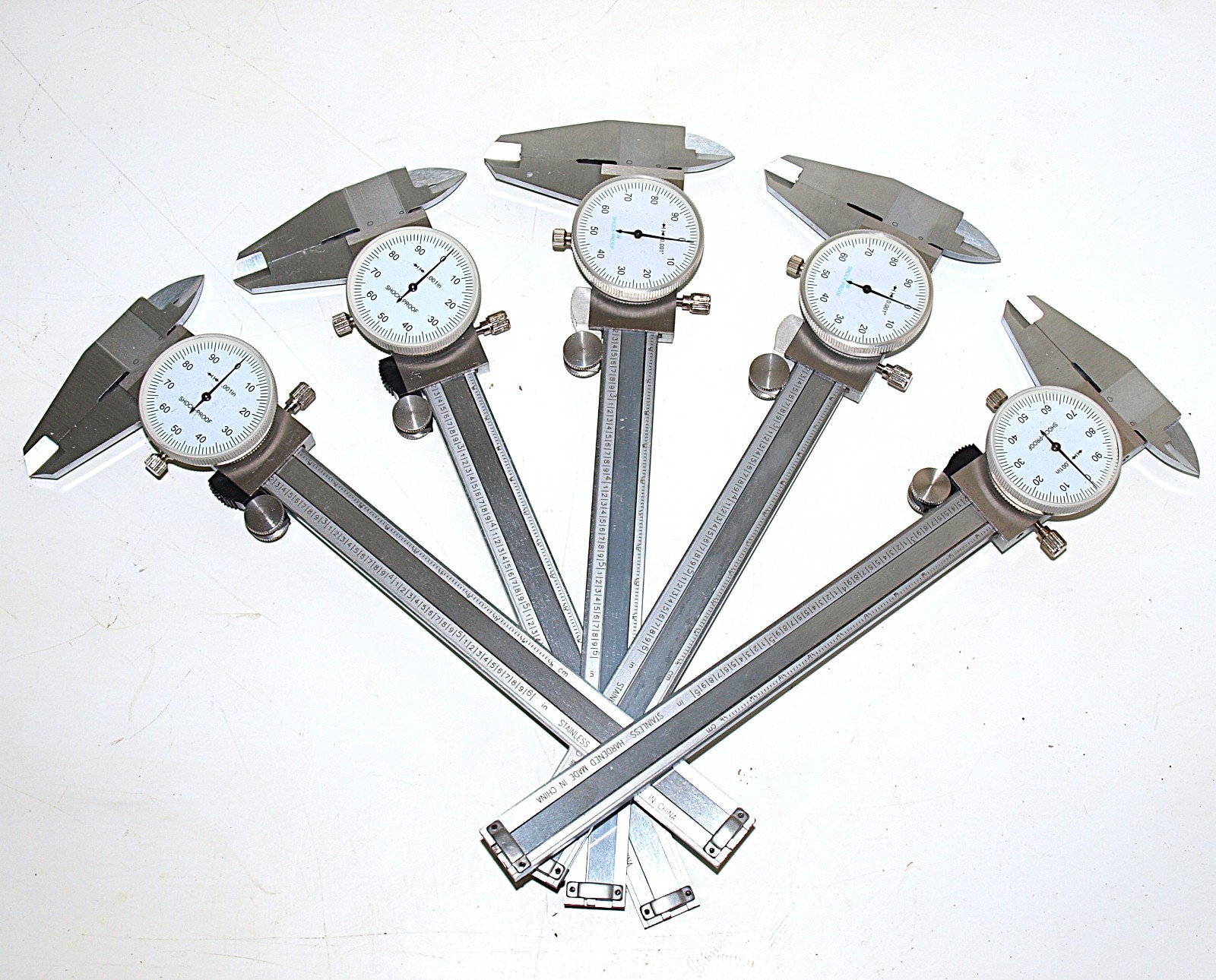 LOT of 5 DIAL CALIPERS 0-6" x .001" MEASURE ID OD DEPTH and STEP ...
