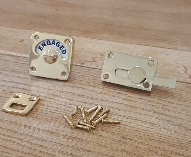 VINTAGE BRASS VACANT ENGAGED TOILET BATHROOM DOOR LOCK INDICATOR ...