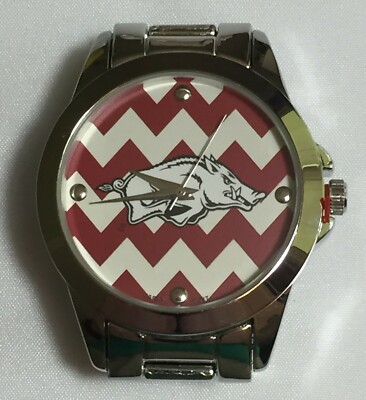 Arkansas Razorbacks Ladies Collegiate Chevron Metal Bracelet Watch Free ...