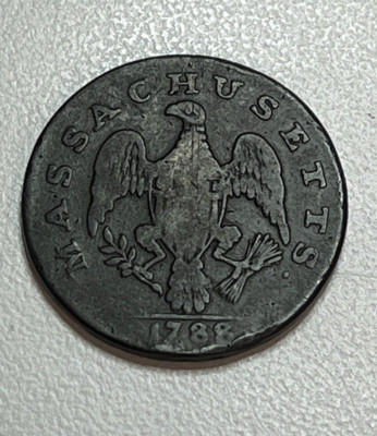 1788 Massachusetts Cent Colonial Copper Coin 1C Rare Early Colonial ...