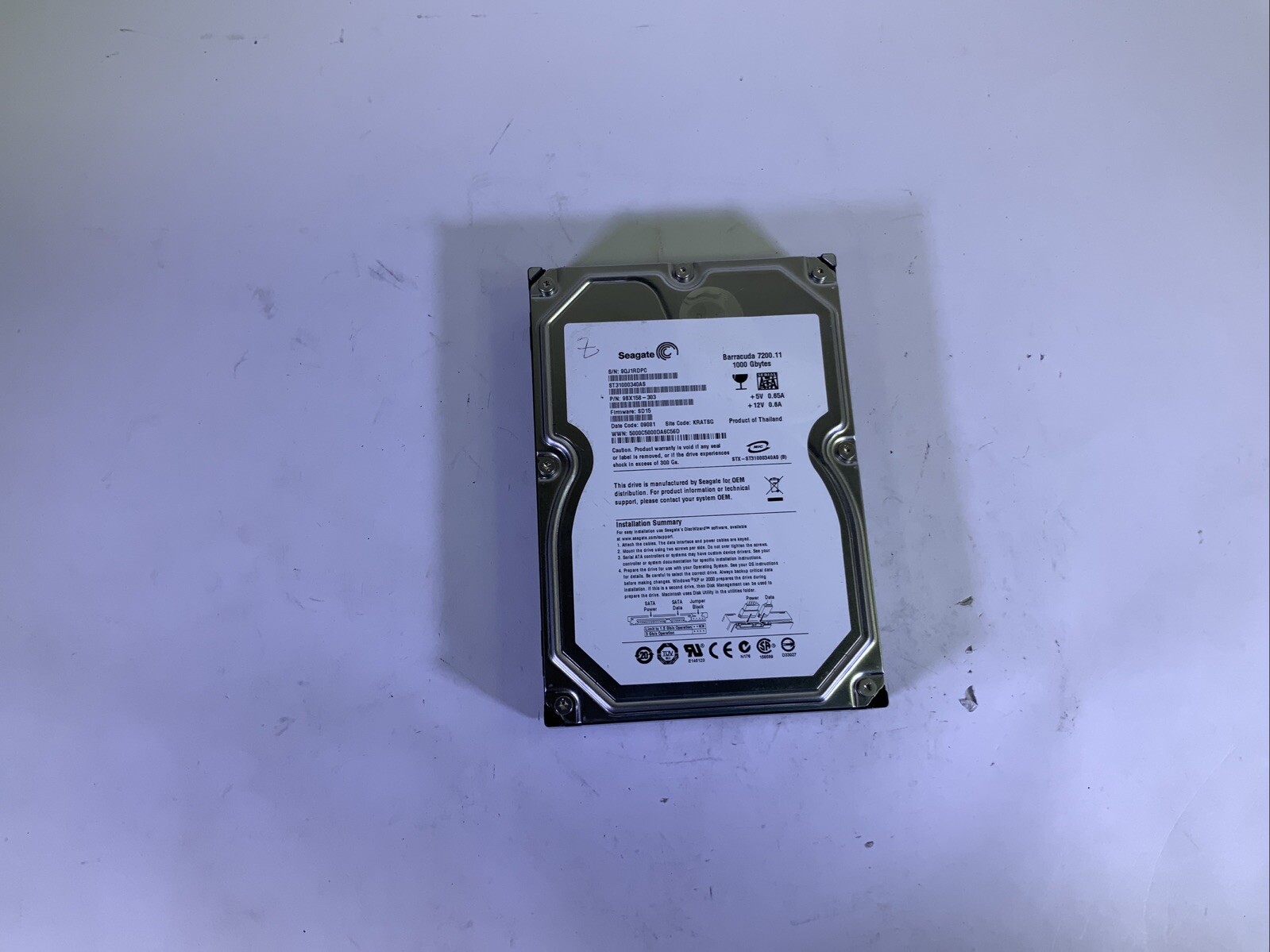 ST31000340AS Seagate 1TB P/N: 9BX158-303 - NG S1B | eBay