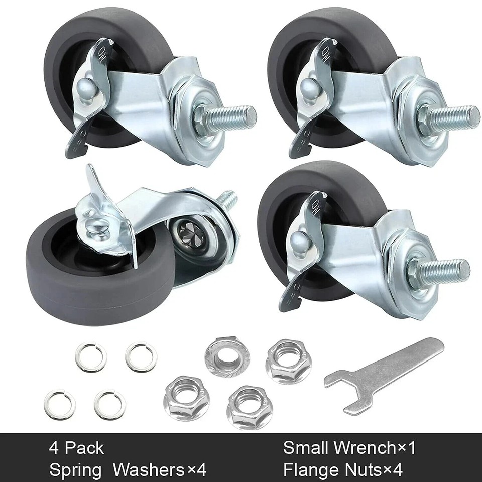 3 Inch Caster Wheels Threaded Stem Casters Set of 4 Heavy Duty Swivel ...