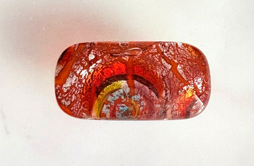 Red Coloured Silver Foil Lampwork 2 Hole Cabochon Faceted Glass Bead. # ...