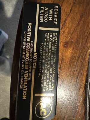 67 CAMARO 64-66 IMPALA 230/140HP AIR CLEANER SERVICE DECAL FILTER ...