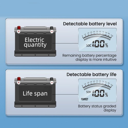 Car Battery Diagnostic Tool with LCD Screen for 12V and 24V Fast Load ...