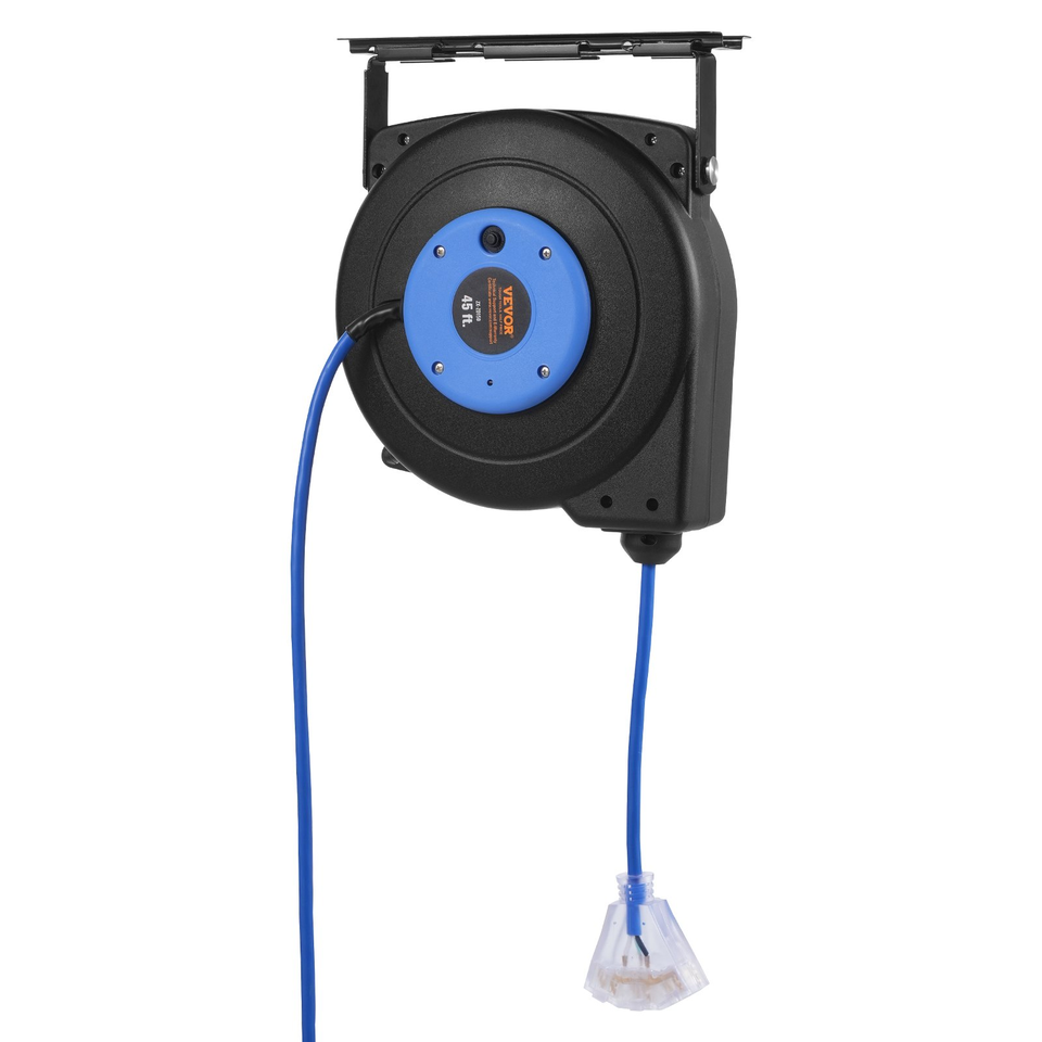 45FT Retractable Extension Cord Reel - 12AWG SJTOW, Automatic Extension ...