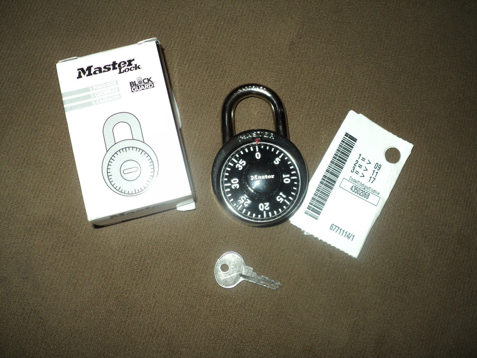 MASTER COMBINATION SCHOOL LOCK 1525 KEY PADLOCK AND CONTROL MASTER KEY ...