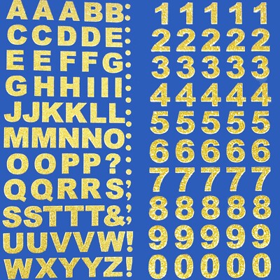 GLITTER BOLD GOLD NUMBERS/LETTERS Self Adhesive Sticker Craft Birthday ...