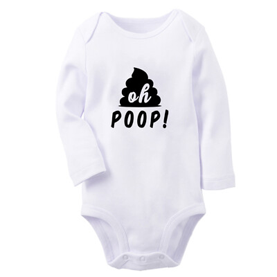 Oh Poop! Funny Print Baby Bodysuits Newborn Romper Infant Jumpsuits ...