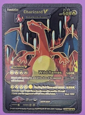 Pokemon Charizard V Evolution 508 HP SMP 26-43 LV 91 Black Foil Fan Art ...