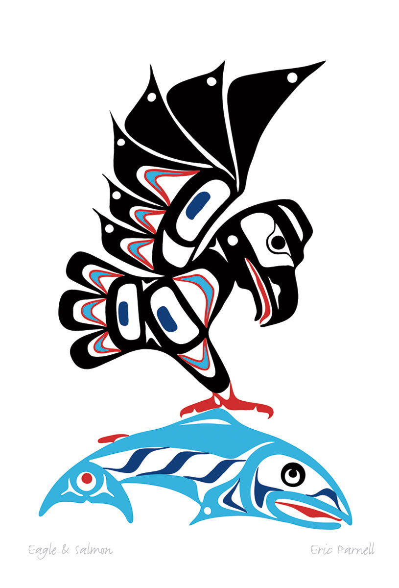 Eagle and Salmon Eric Parnell Art Card Haida Northwest Coast Native | eBay
