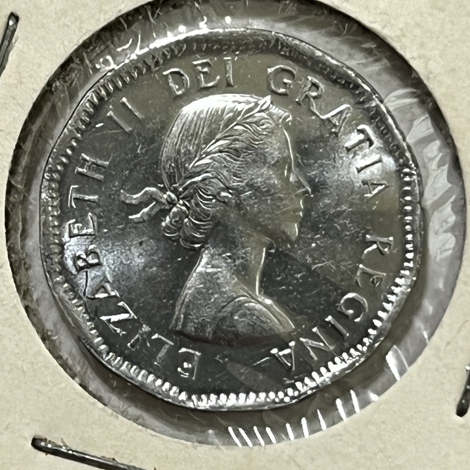 1953 CANADA 5 CENTS NICKEL AU, BEAVER QUEEN ELIZABETH II QEII QE2 ...