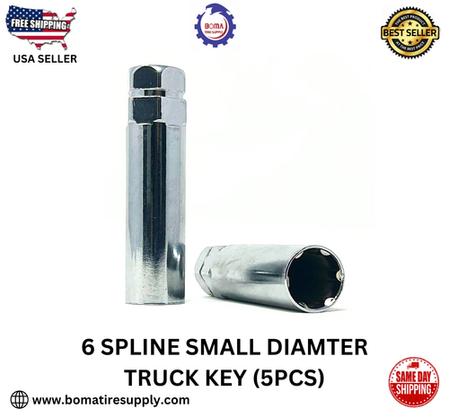 6 SPLINE CHROME KEY SMALL DIAMETER DUPLEX TUNER TRUCK LUG NUT TOOL 14MM ...